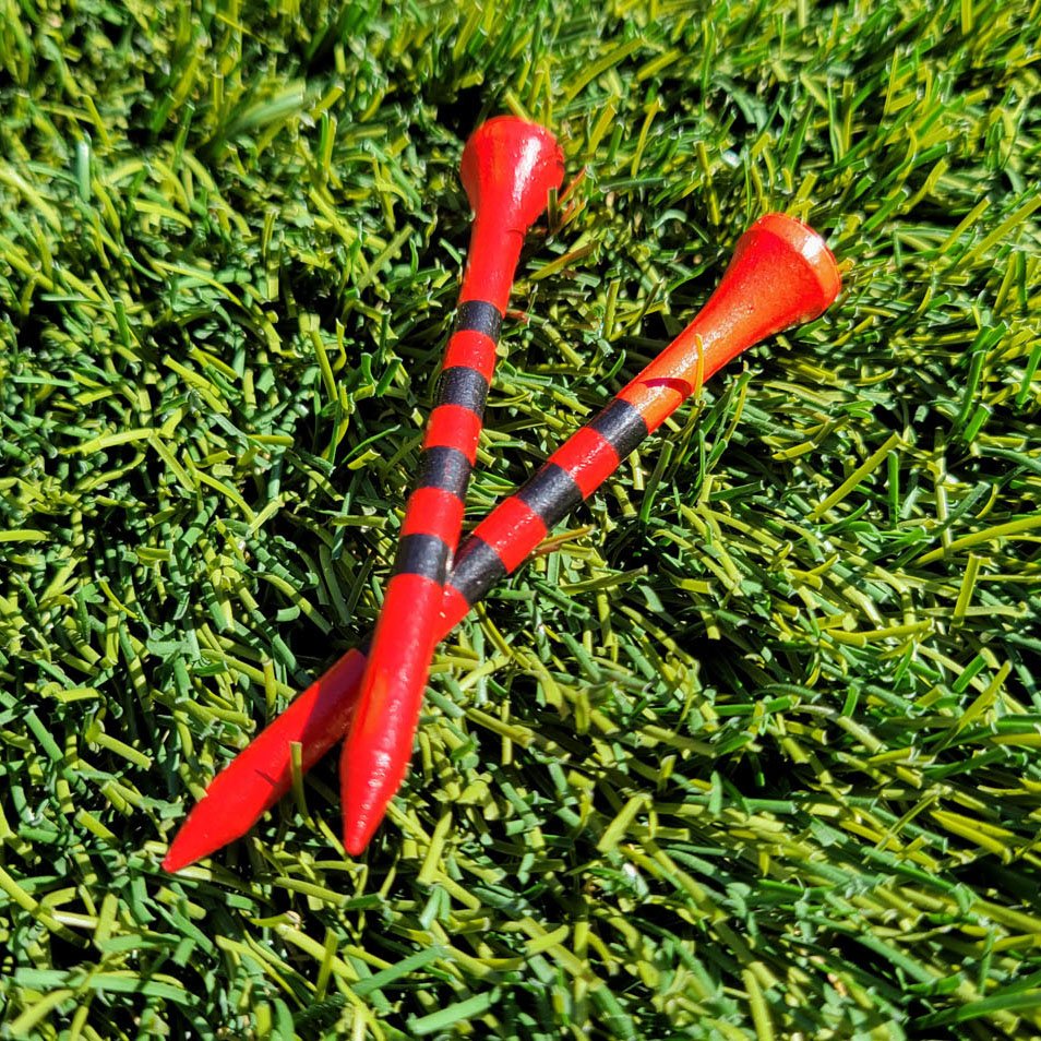 Red Wooden Golf Tees with Black Precision Height Stripes - Champion ...